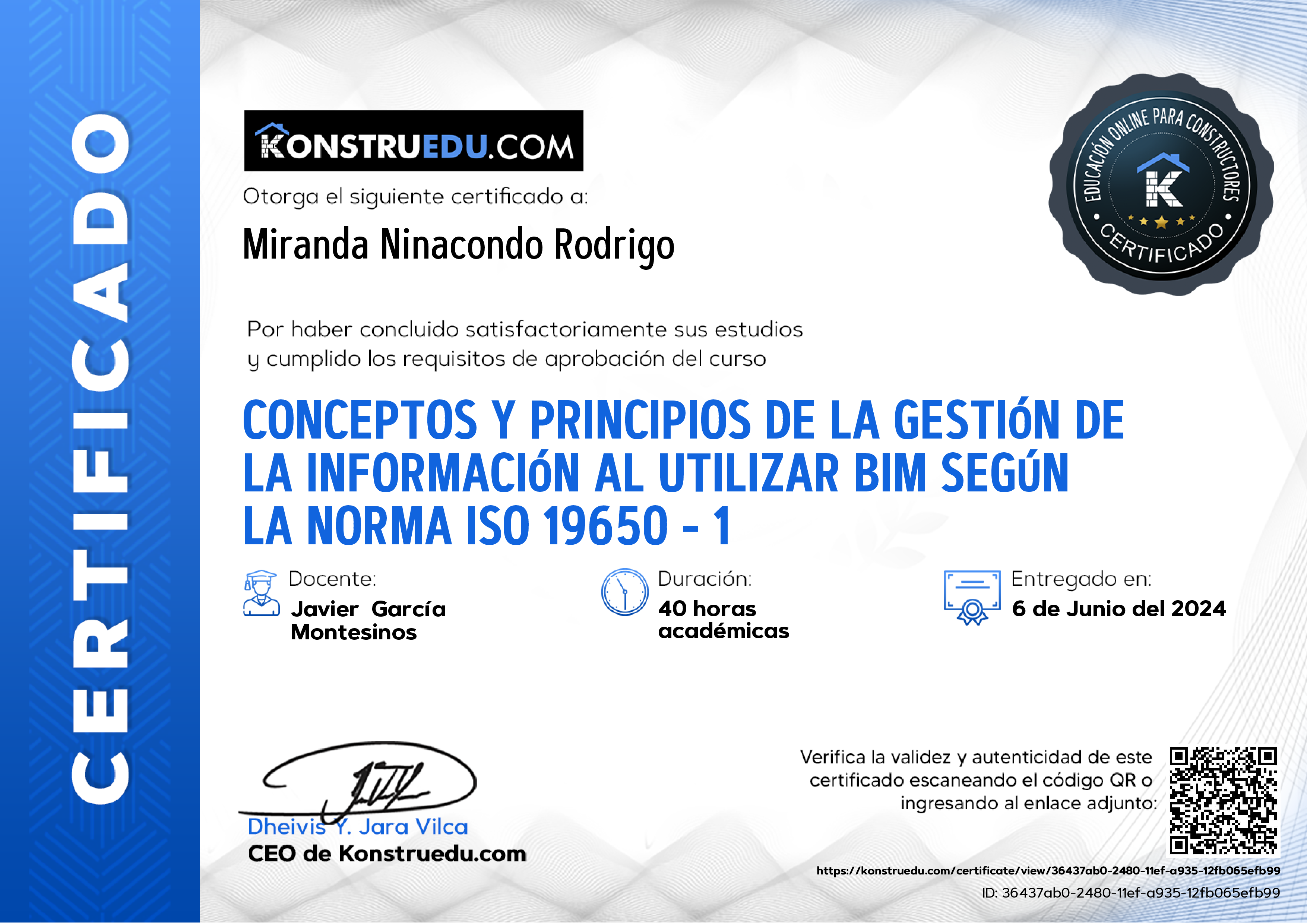 Conceptos y principios de la Gestión de la Información al utilizar BIM según la norma ISO 19650 ...