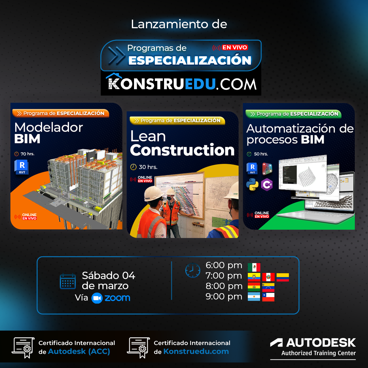 Especializaciones: Modelador BIM, Automatización BIM, Lean Cosntruction - Konstruedu